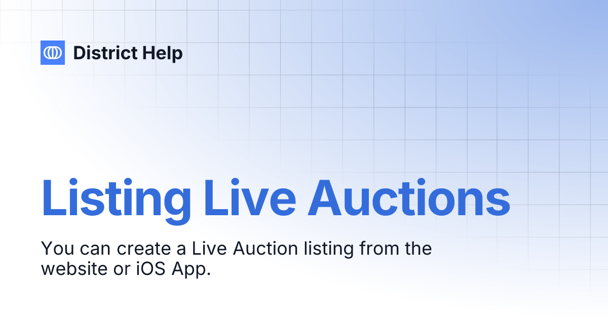 Listing Live Auctions | District Help